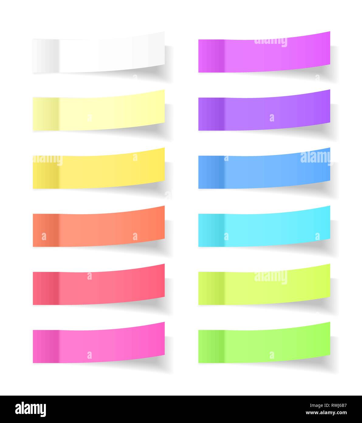 Sticky Paper Notes with Shadow Effect. Blank Color Memo Note Stickers ...
