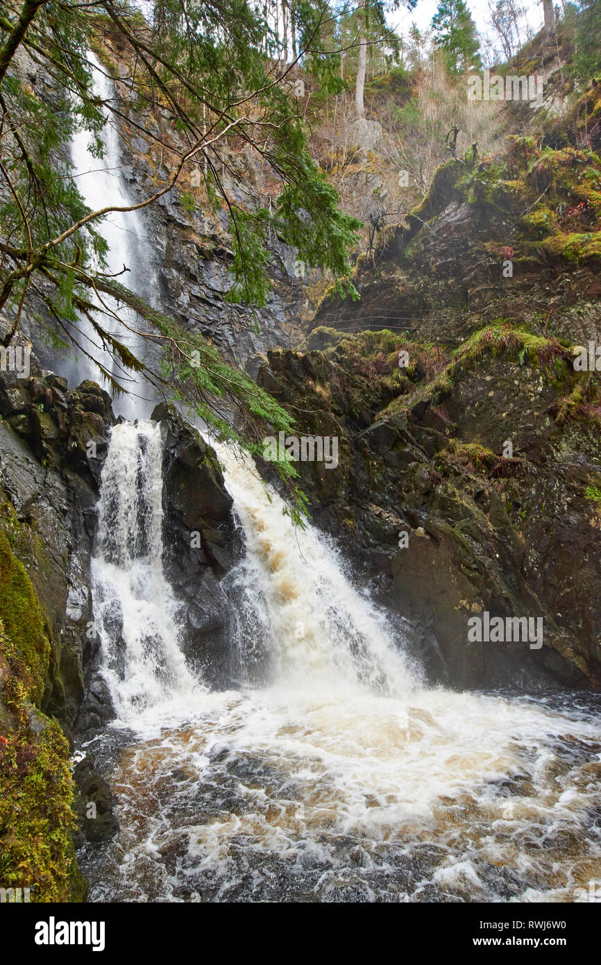 PLODDA FALLS TOMICH HIGHLAND SCOTLAND THE 40 METRE WATERFALL ABOVE AND ...