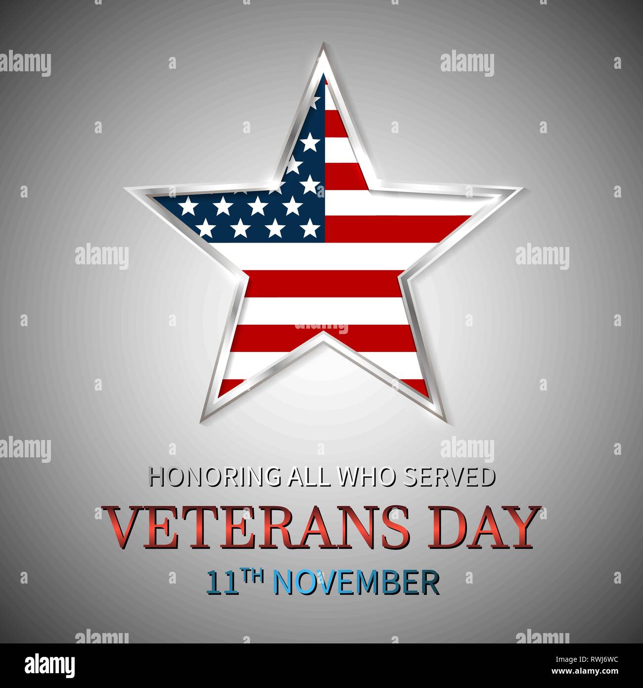 Veterans Day of USA with star in national flag colors american flag ...