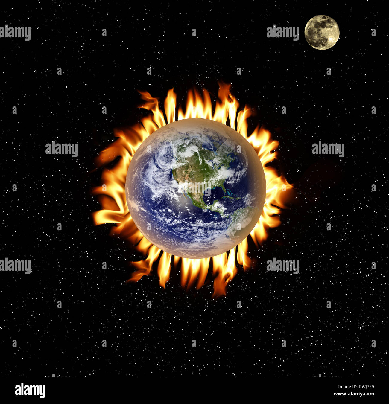 Earth on fire Stock Photo - Alamy