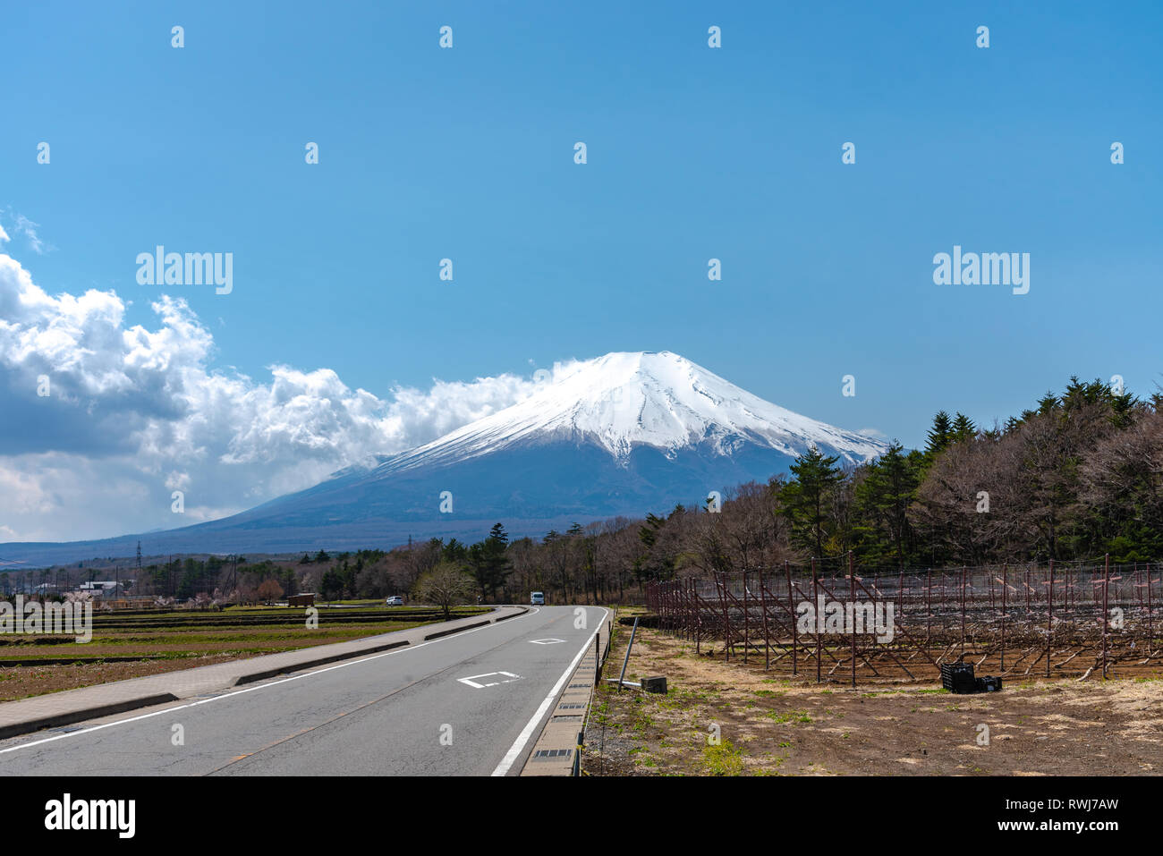 Close up snow covered Mount Fuji ( Mt. Fuji ) the World Heritage, in ...