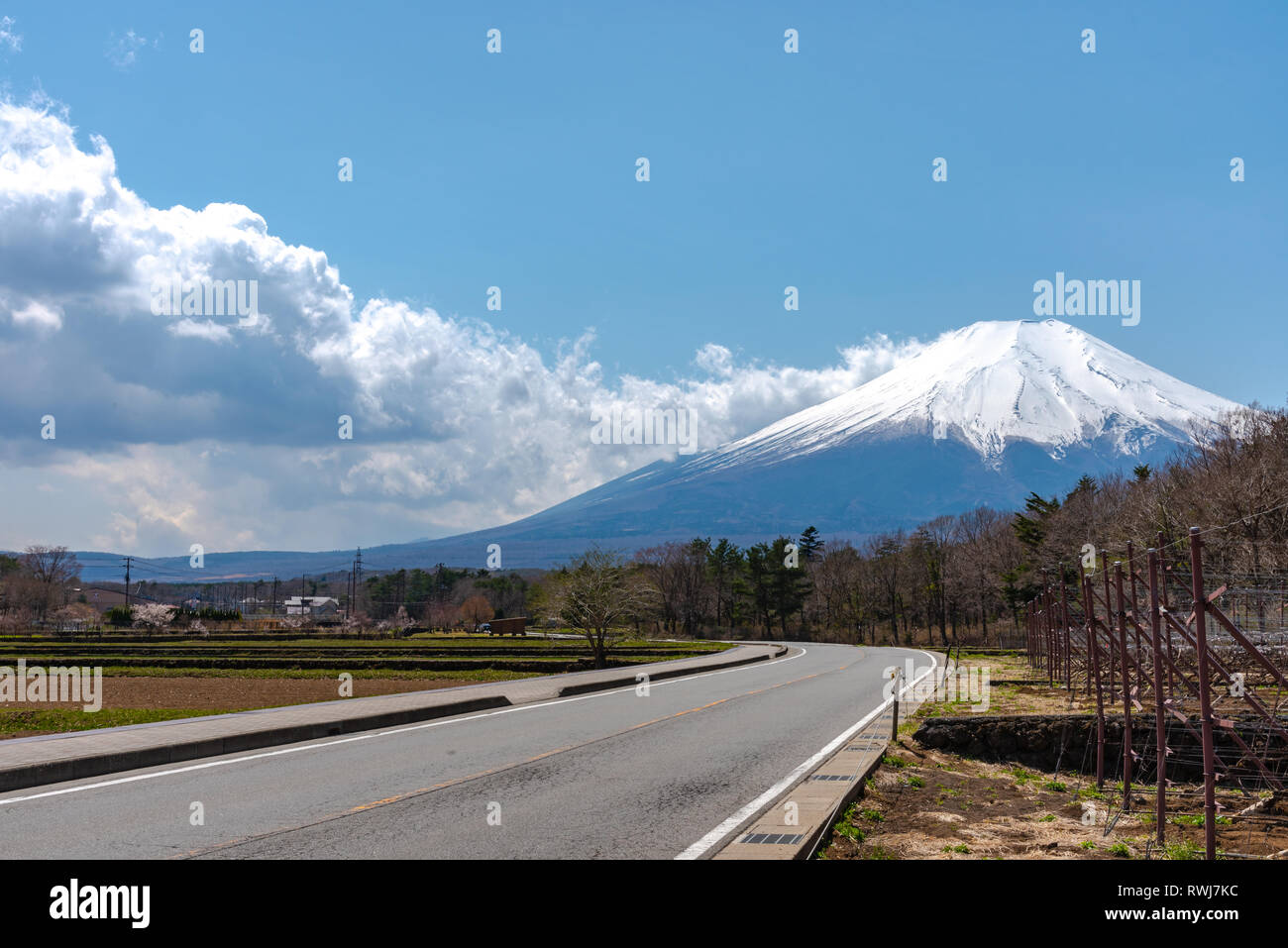 Close up snow covered Mount Fuji ( Mt. Fuji ) the World Heritage, in ...