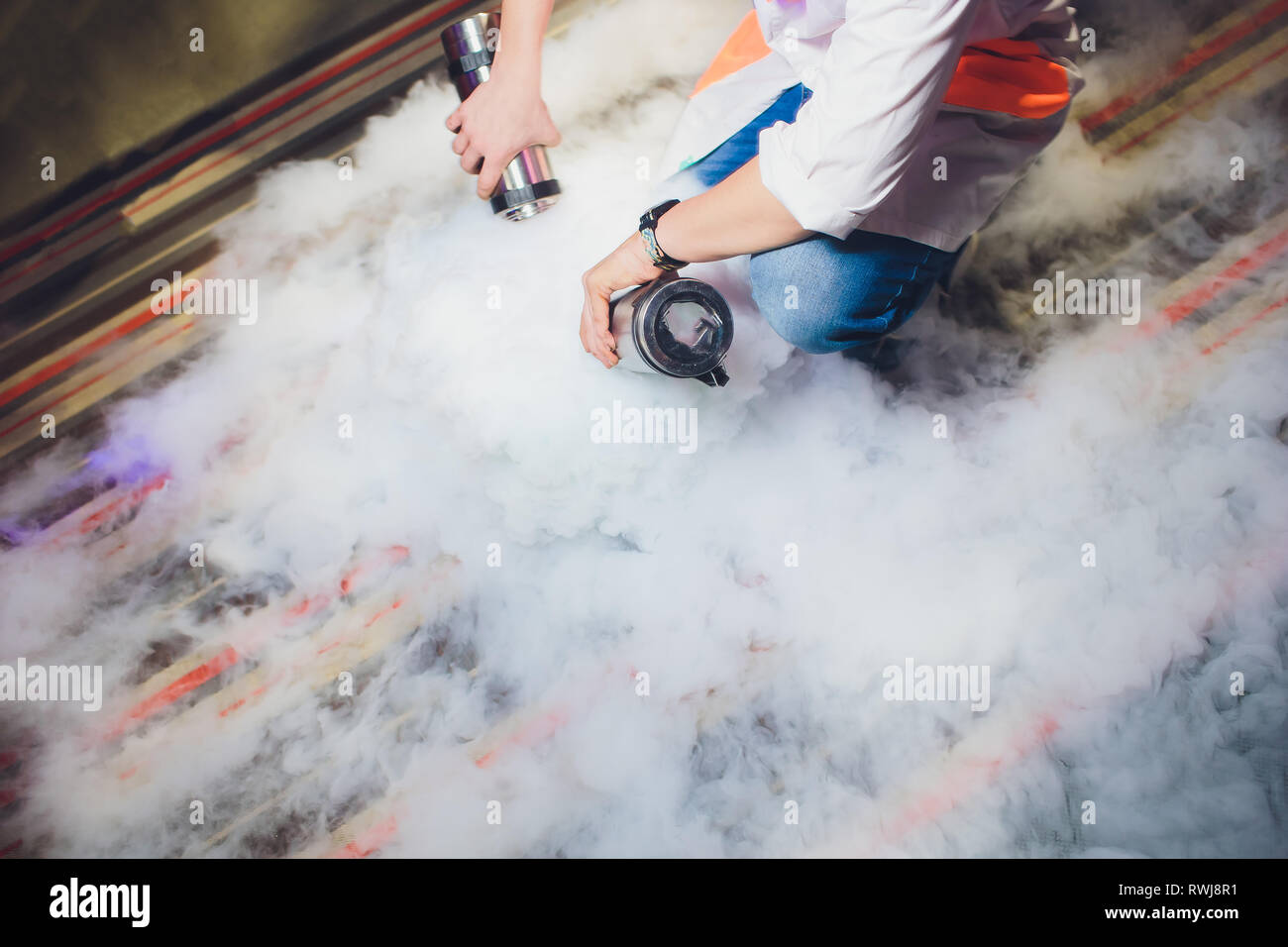 boiling dry ice with vapor, closeup view Stock Photo - Alamy