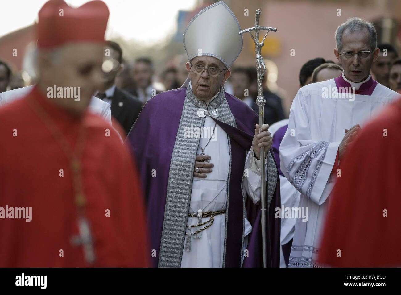Rome, Latium, Italy. 6th Mar, 2019. Pope Francis seen walking during a ...