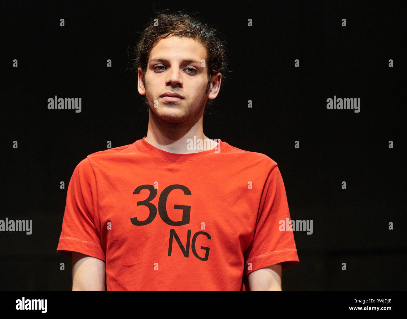 Berlin, Germany. 06th Mar, 2019. Actor Karim Daoud performs vulnerable ...