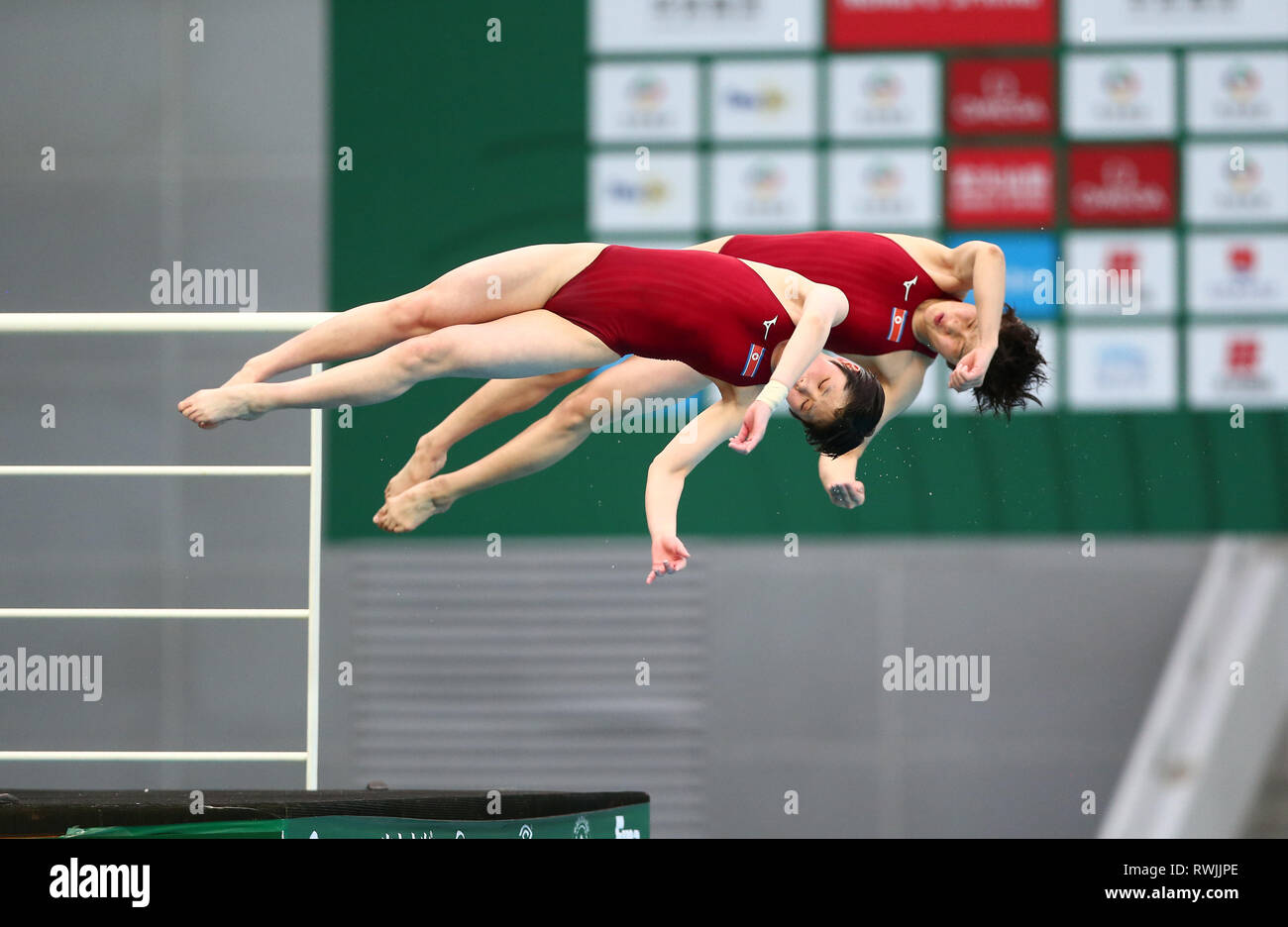 Beijing, China. 7th Mar, 2019. Kim A Rim (front) /Kim Mi Rae of the ...