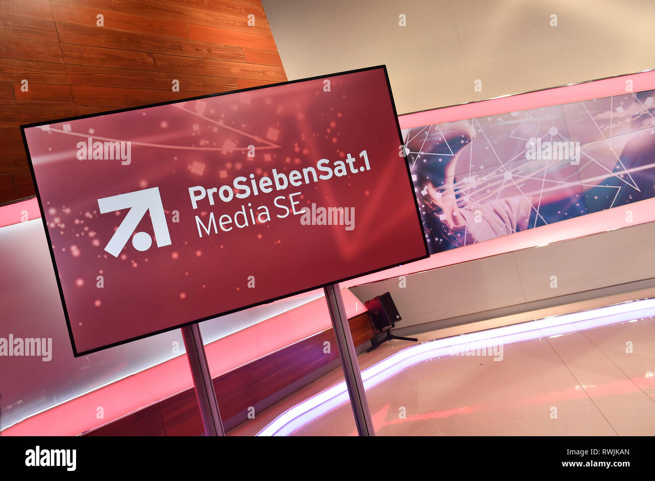 general, border motif, lettering, emblem on a monitor in the TV studio ...