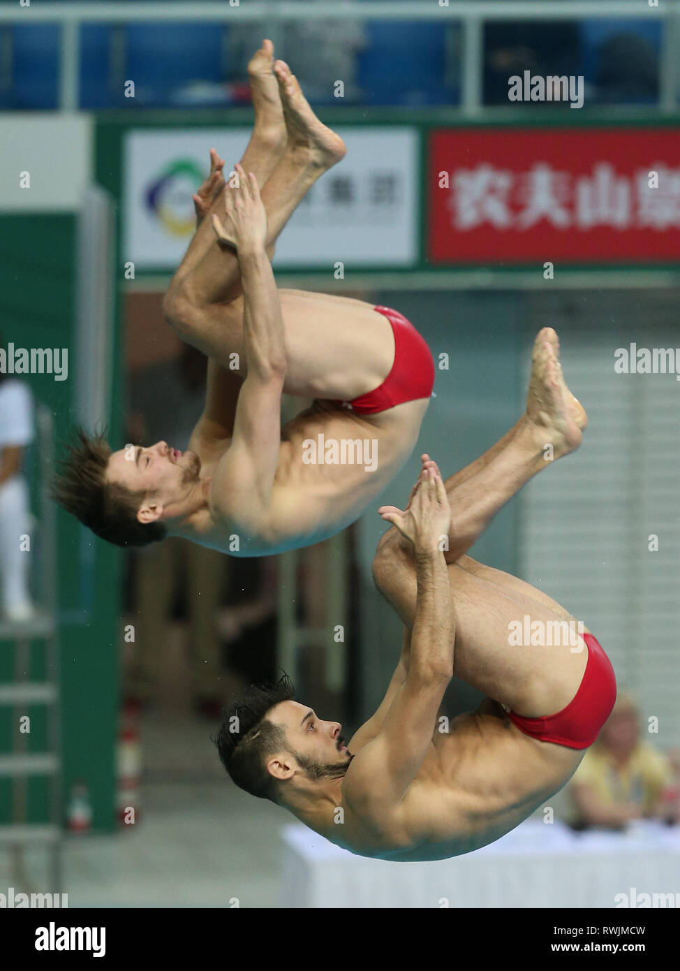 Beijing, China. 7th Mar, 2019. Philippe Gagne (L)/Francois Imbeau-Dulac ...