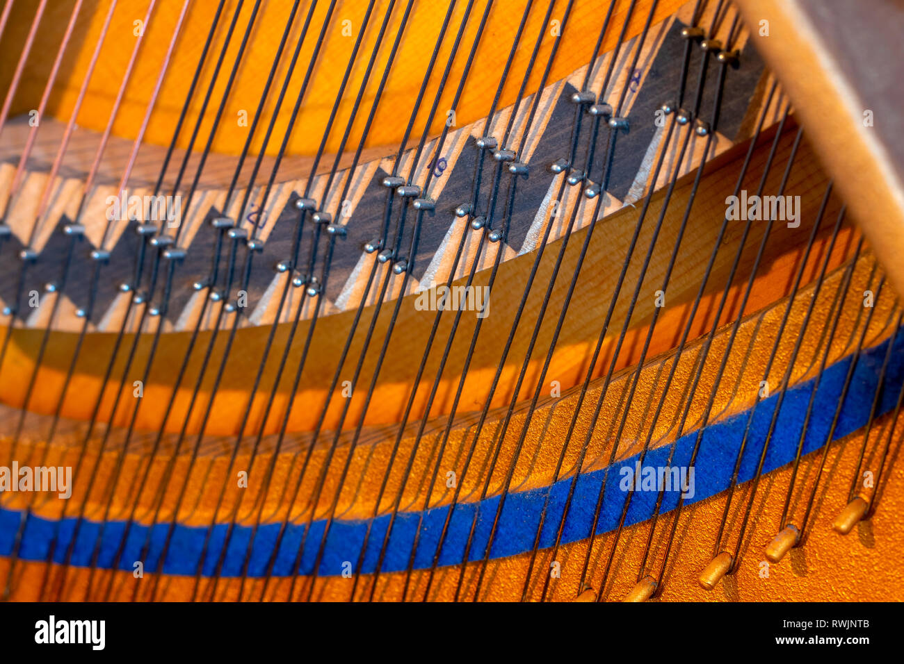 piano strings interior life inner working classic music, closeup ...