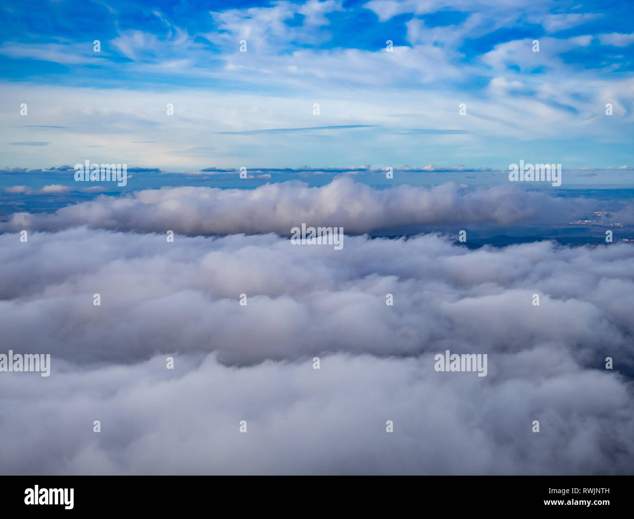 Landscape with a sea of clouds on the mountain in La Covatilla, Bejar ...