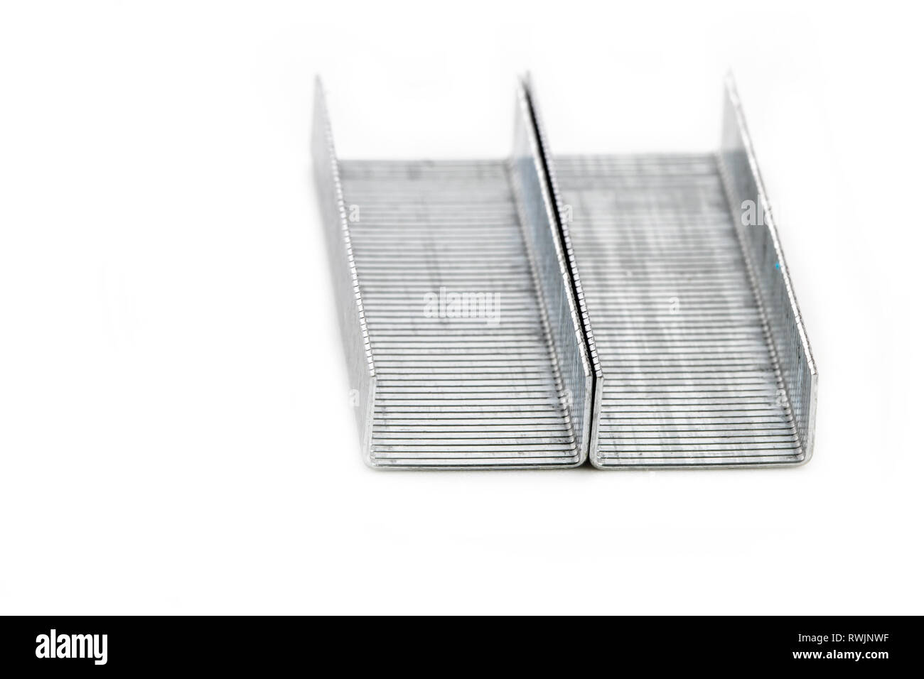 staples detail office working background isolated on white Stock Photo ...