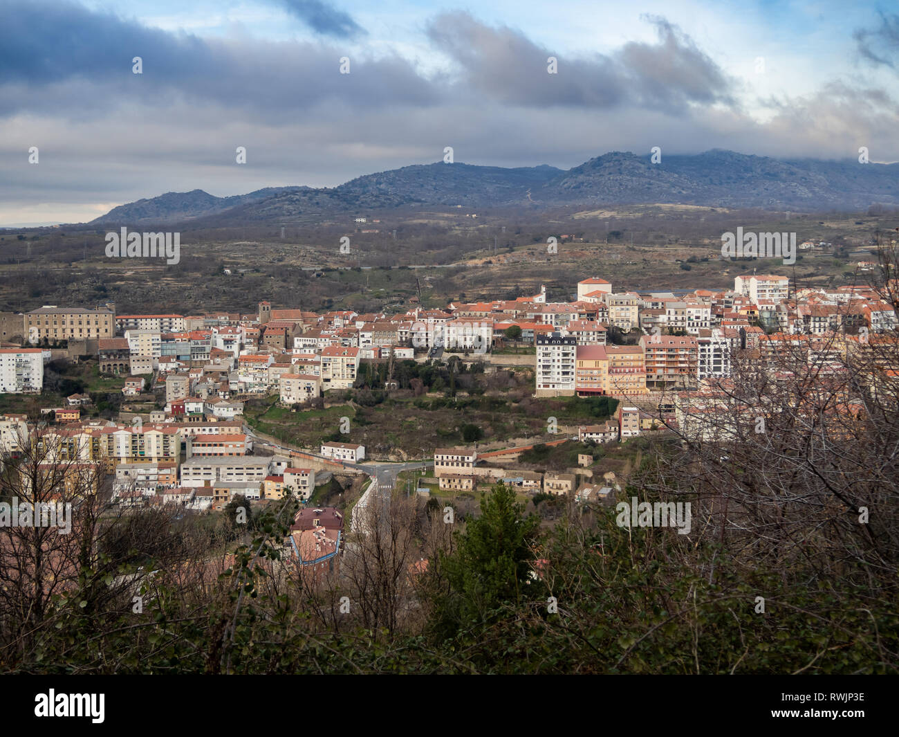 Aerial view of the mountain village Bejar (Salamanca Stock Photo - Alamy