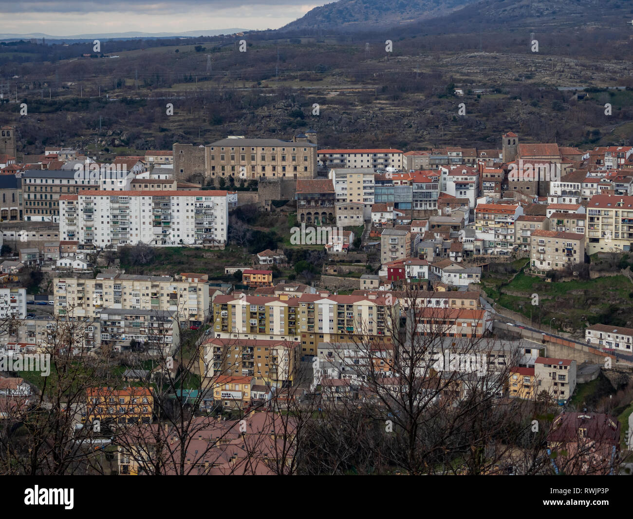 Aerial view of the mountain village Bejar (Salamanca Stock Photo - Alamy