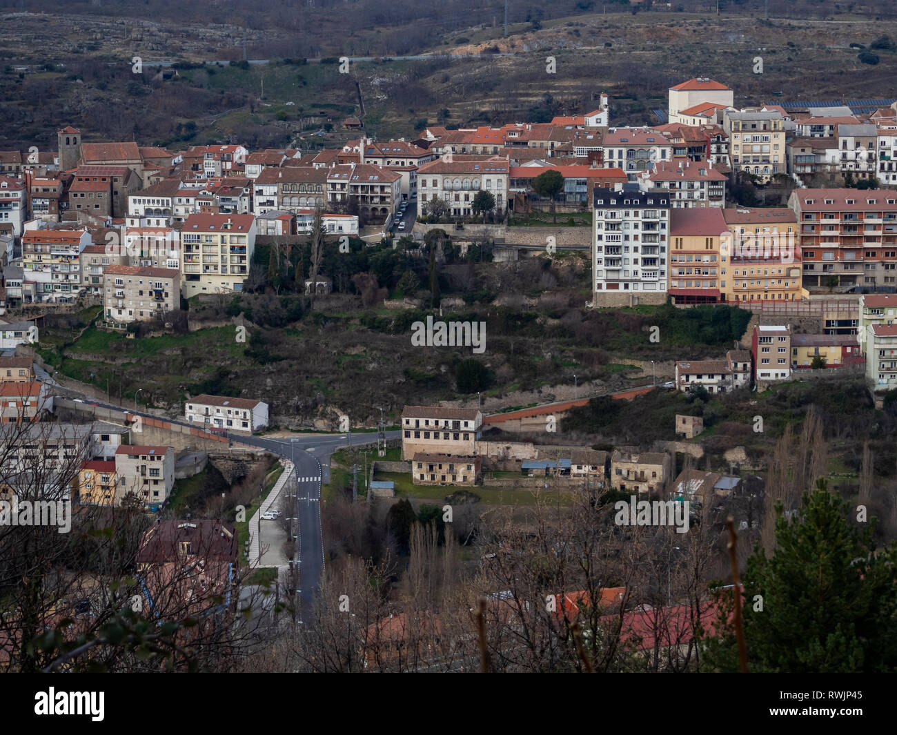 Aerial view of the mountain village Bejar (Salamanca Stock Photo - Alamy