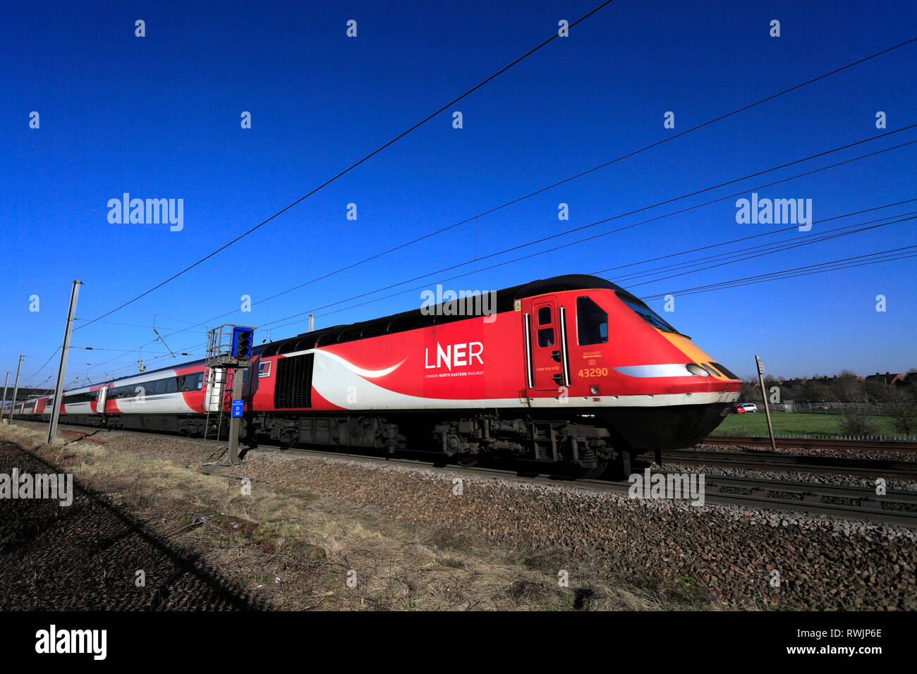 43290 LNER train, London and North Eastern Railway, East Coast Main Line, Newark on Trent ...