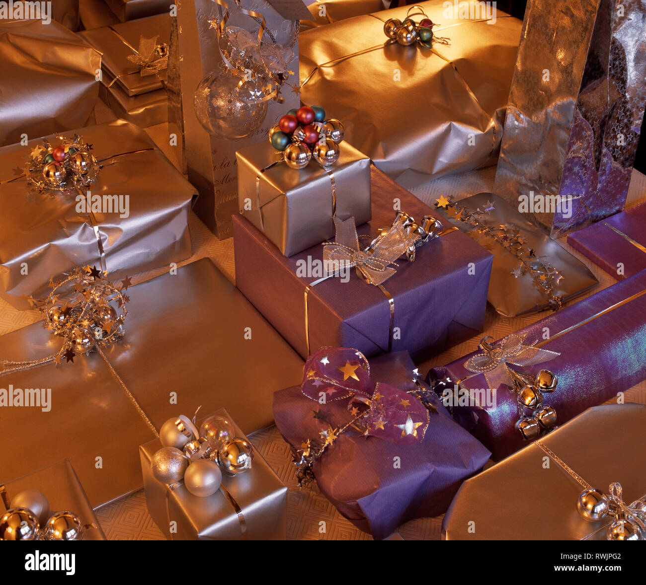 Still life. Christmas / Thanksgiving gift boxes Stock Photo - Alamy