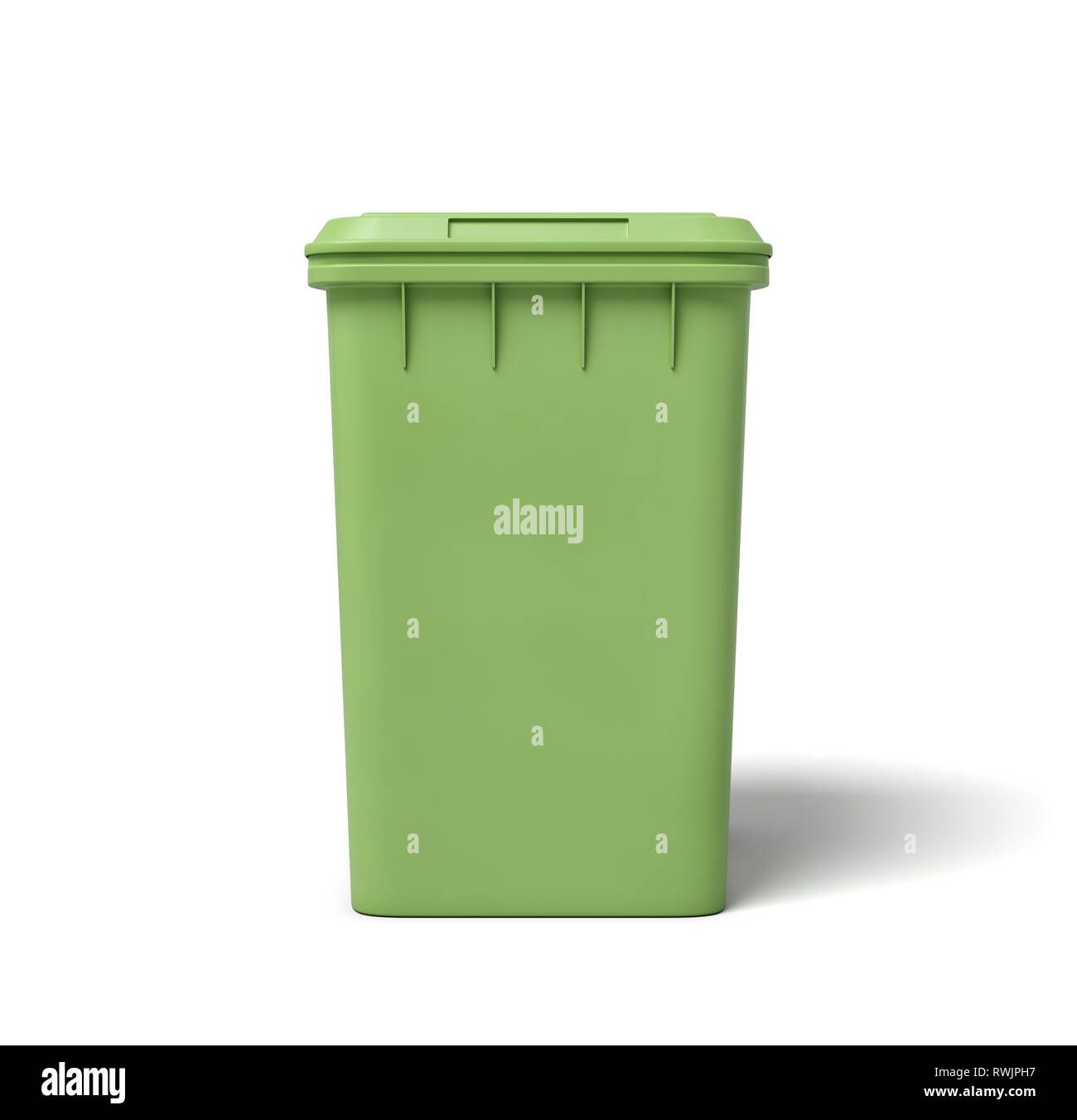 3d rendering of a light-green trash can isolated on white background ...