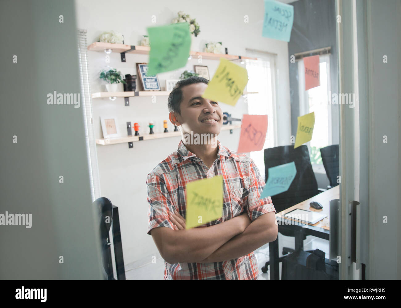 man alone brainstorming looking for fresh idea Stock Photo - Alamy