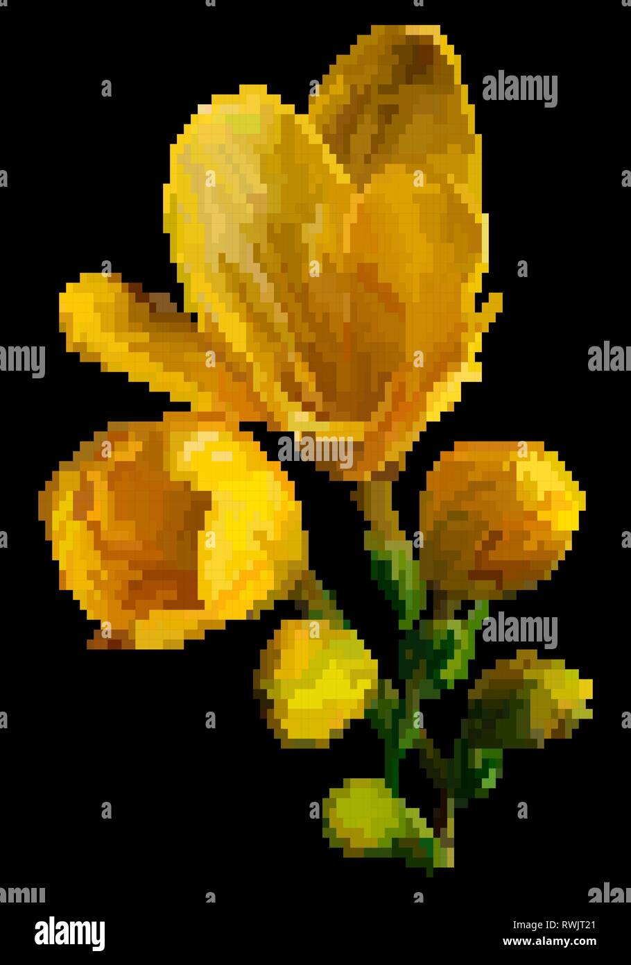Yellow meadow flowers pixel art Stock Vector Image & Art - Alamy