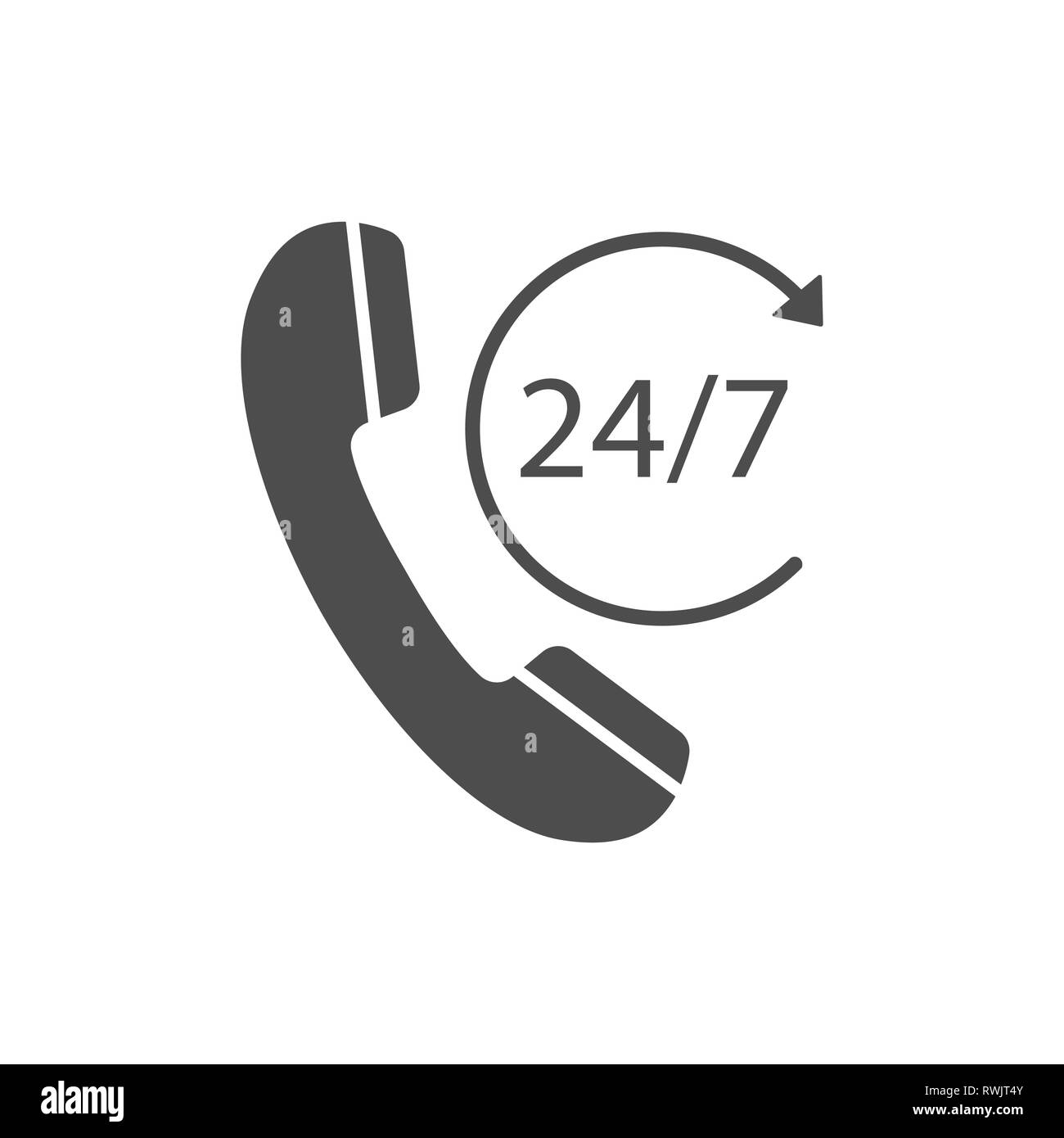 24 hours 7 days icon. Time clock icon vector illustration. Flat Stock ...