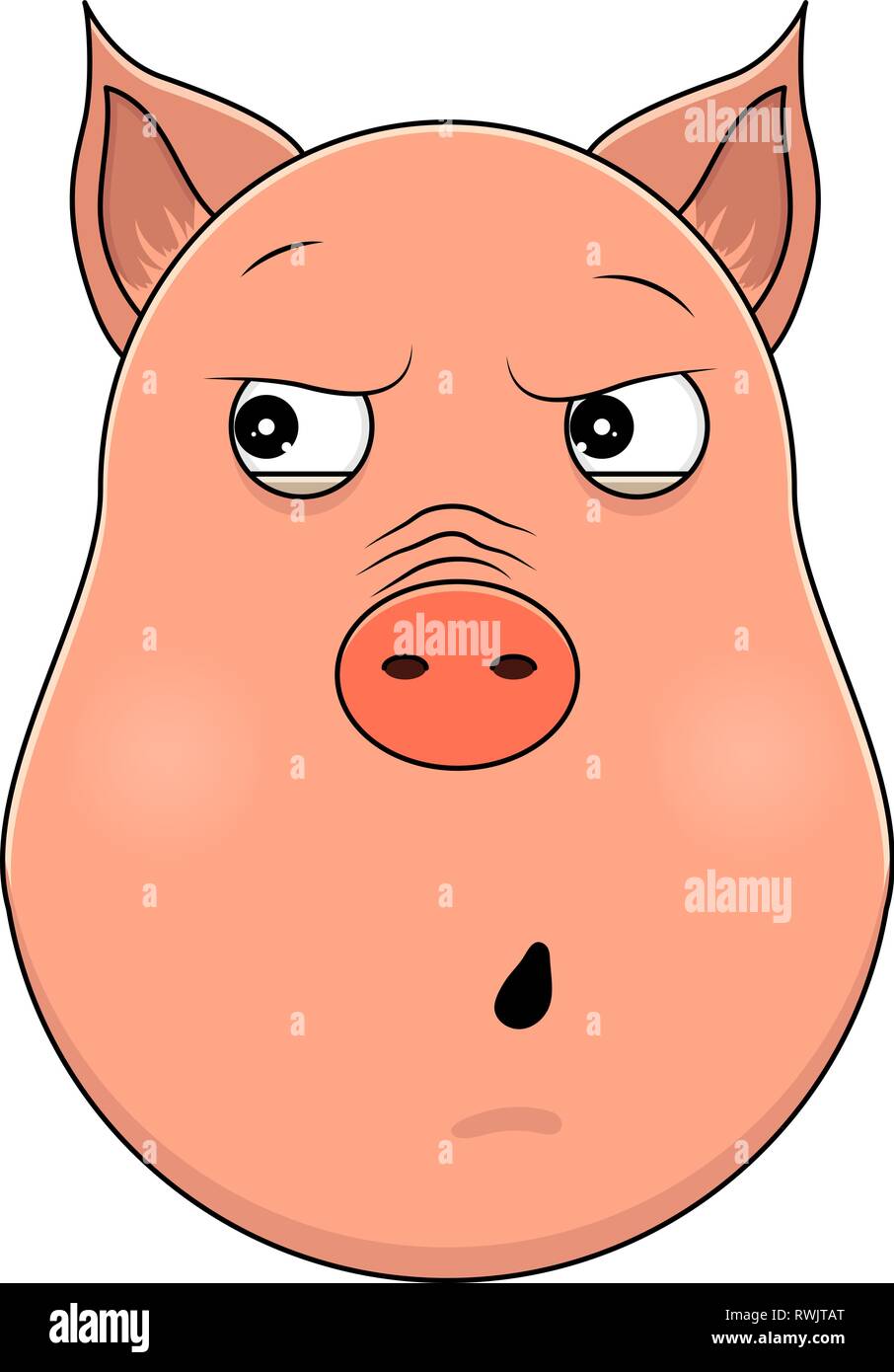 Head of paranoid pig in cartoon style. Kawaii animal Stock Vector Image ...