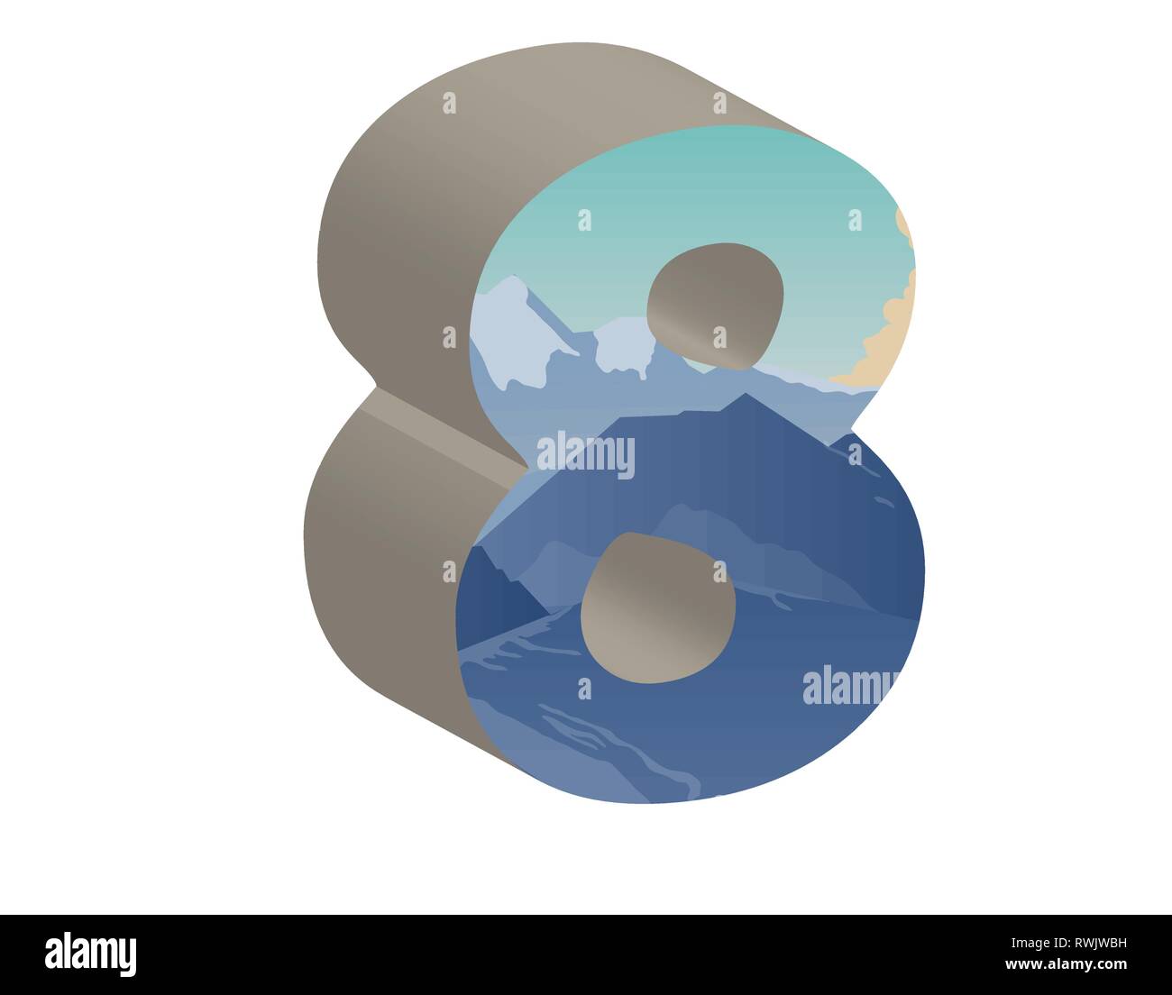 3D number eight. Vector illustration of 3D font Stock Vector Image ...