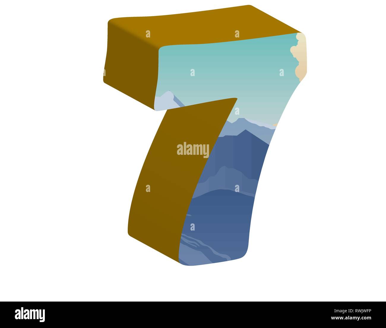 3D number seven. Vector illustration of 3D font Stock Vector Image ...