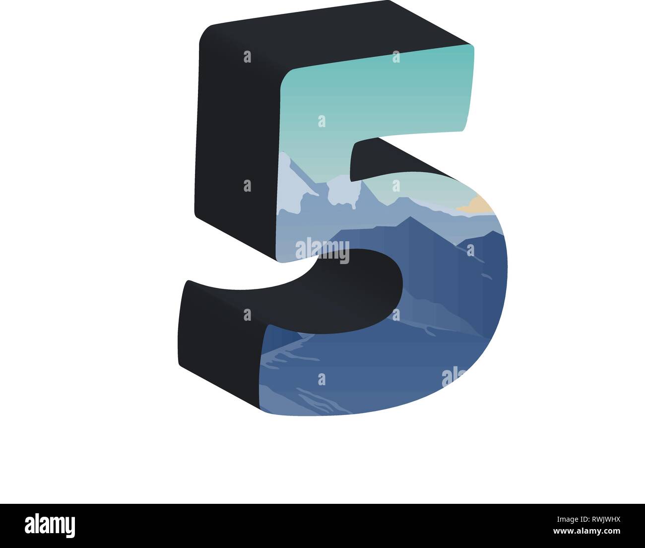 3D number five. Vector illustration of 3D font Stock Vector Image & Art ...