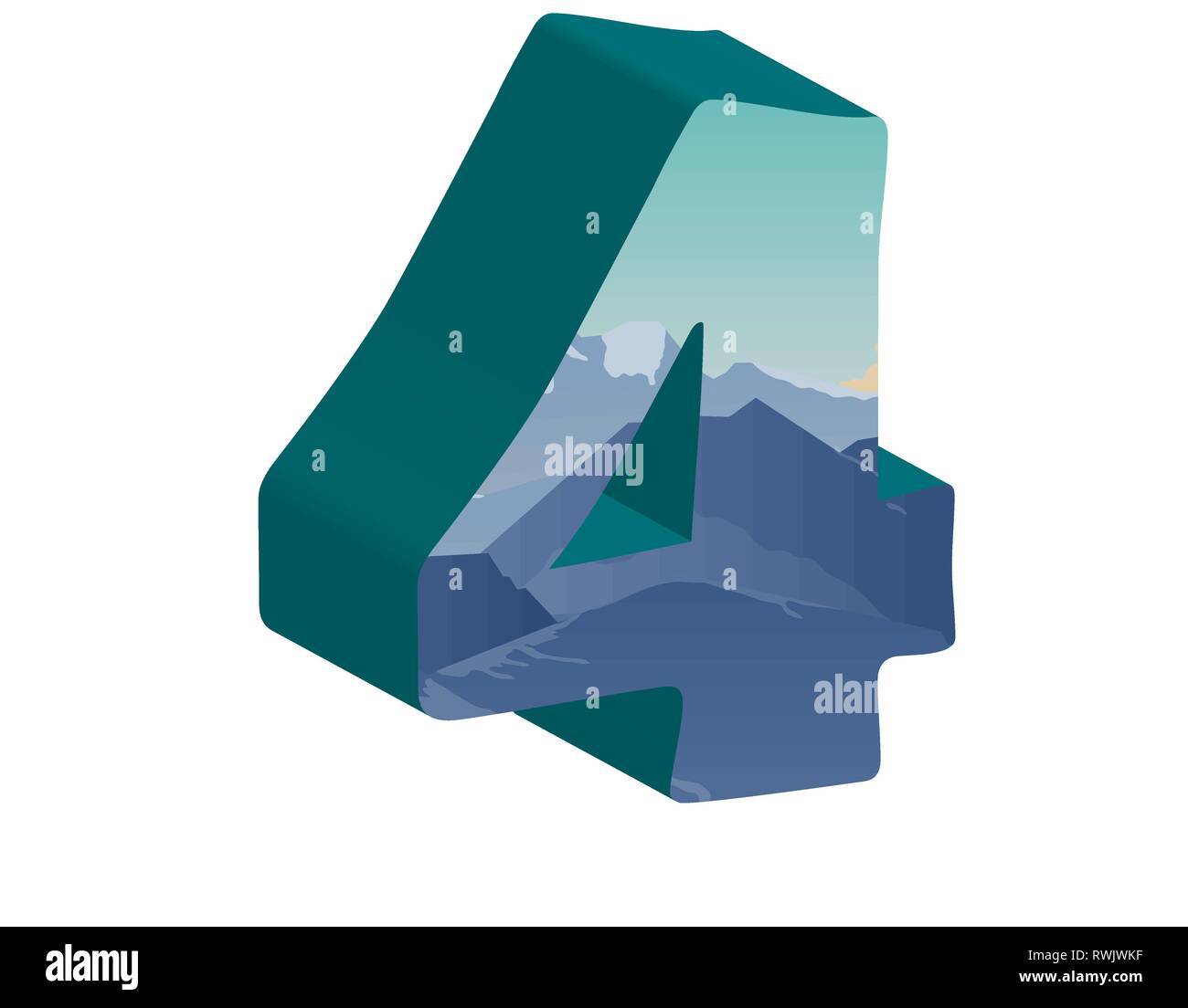 3D number four. Vector illustration of 3D font Stock Vector Image & Art ...