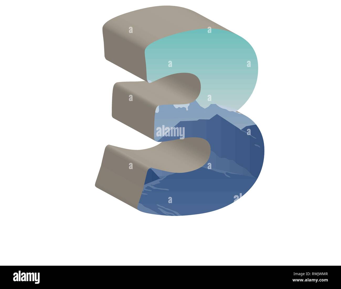 3D number three. Vector illustration of 3D font Stock Vector Image ...