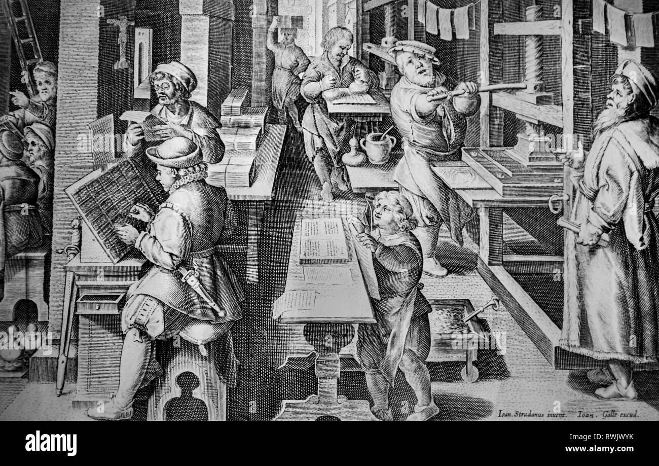 Johannes stradanus impressio librorum hi-res stock photography and ...