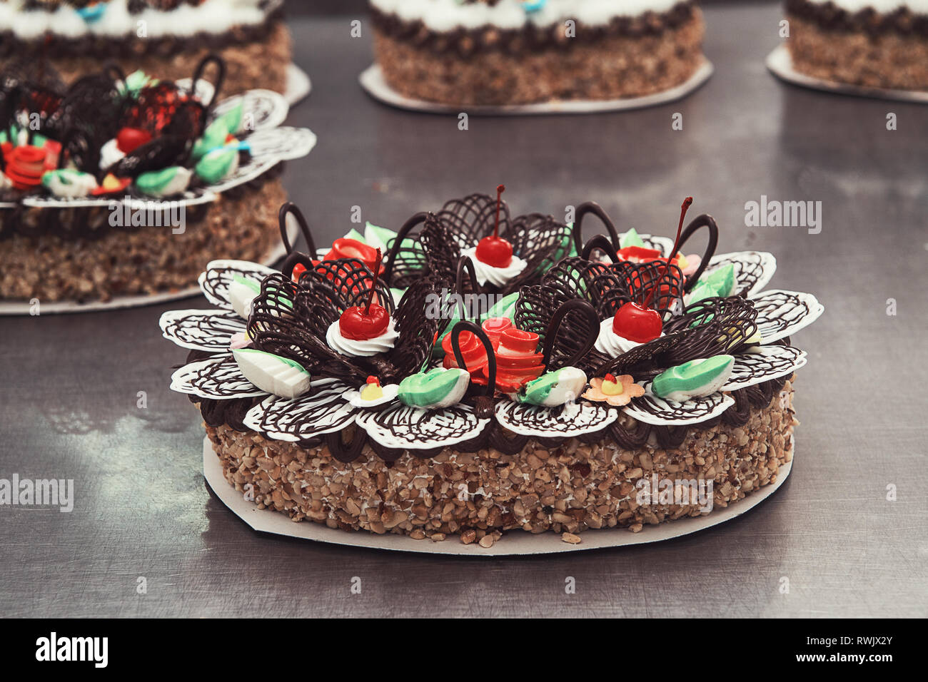 cakes on background Stock Photo - Alamy