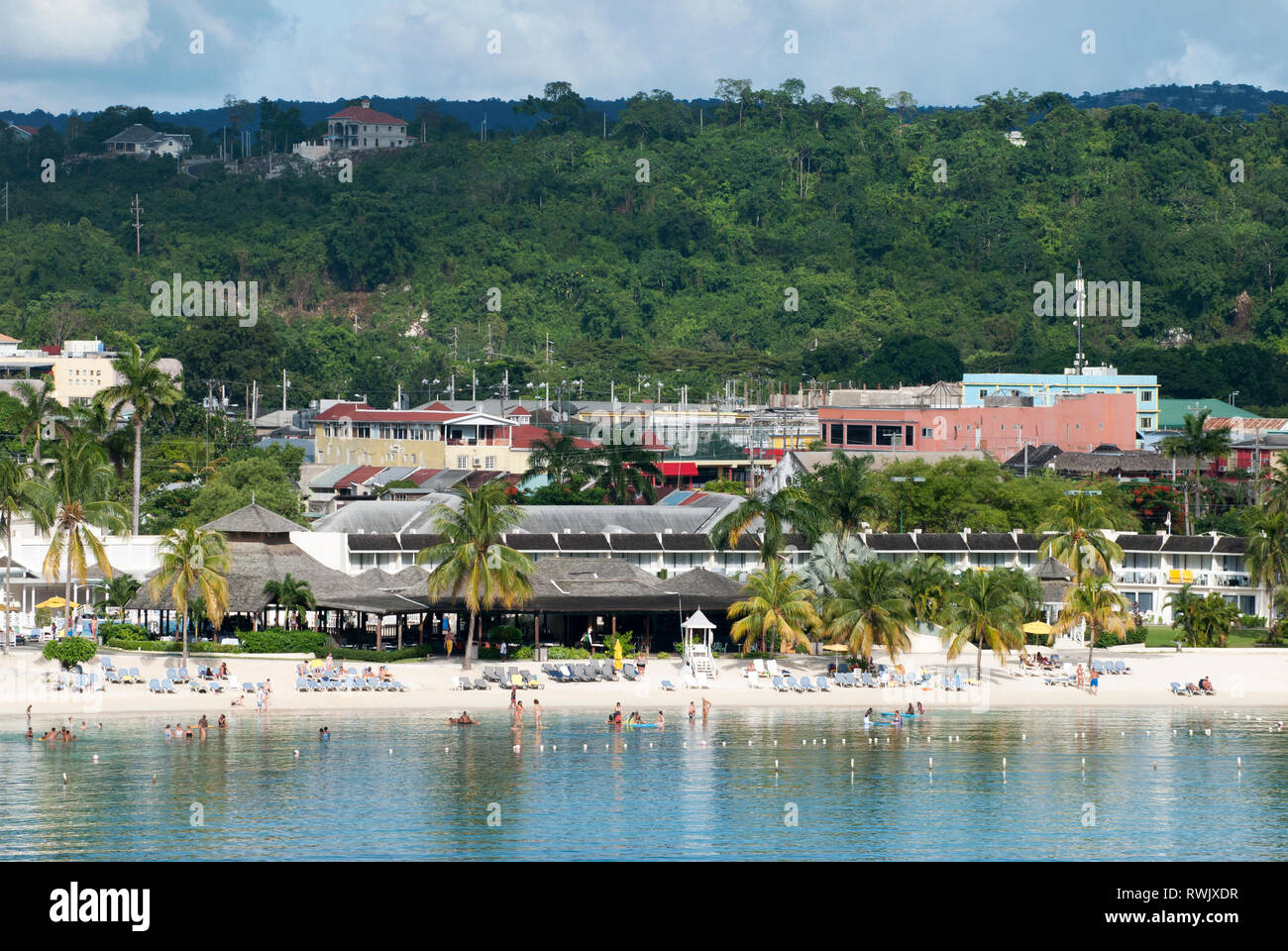 The view of Ocho Rios Bay beach in Ocho Rios resort town (Jamaica Stock ...