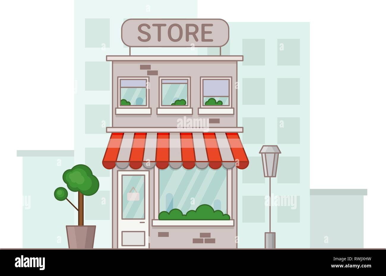 Vector shop or market store front exterior facade, illustration. Vector ...