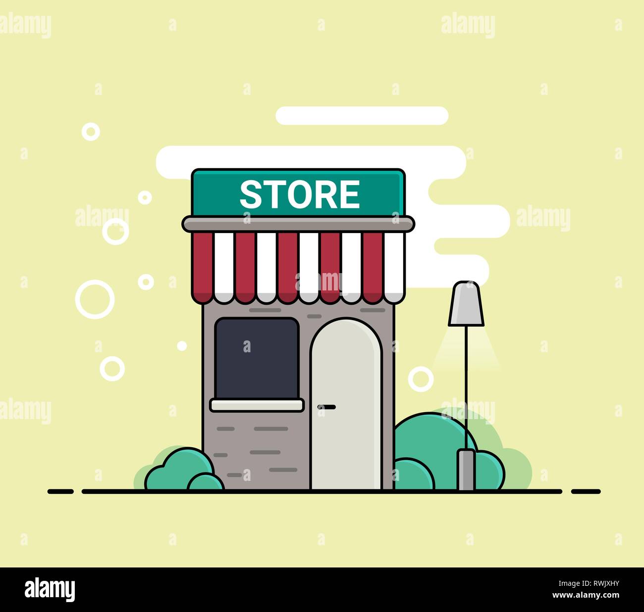 Vector shop or market store front exterior facade, illustration. Vector ...
