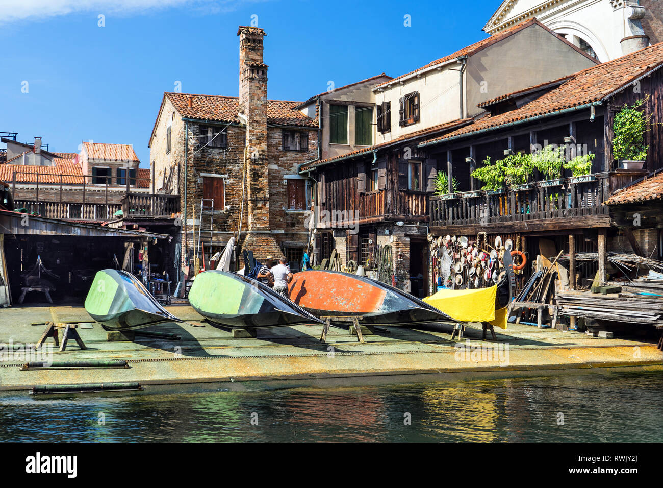 old and historic shipyard for gondolas in Venice,Italy, Europe Stock ...