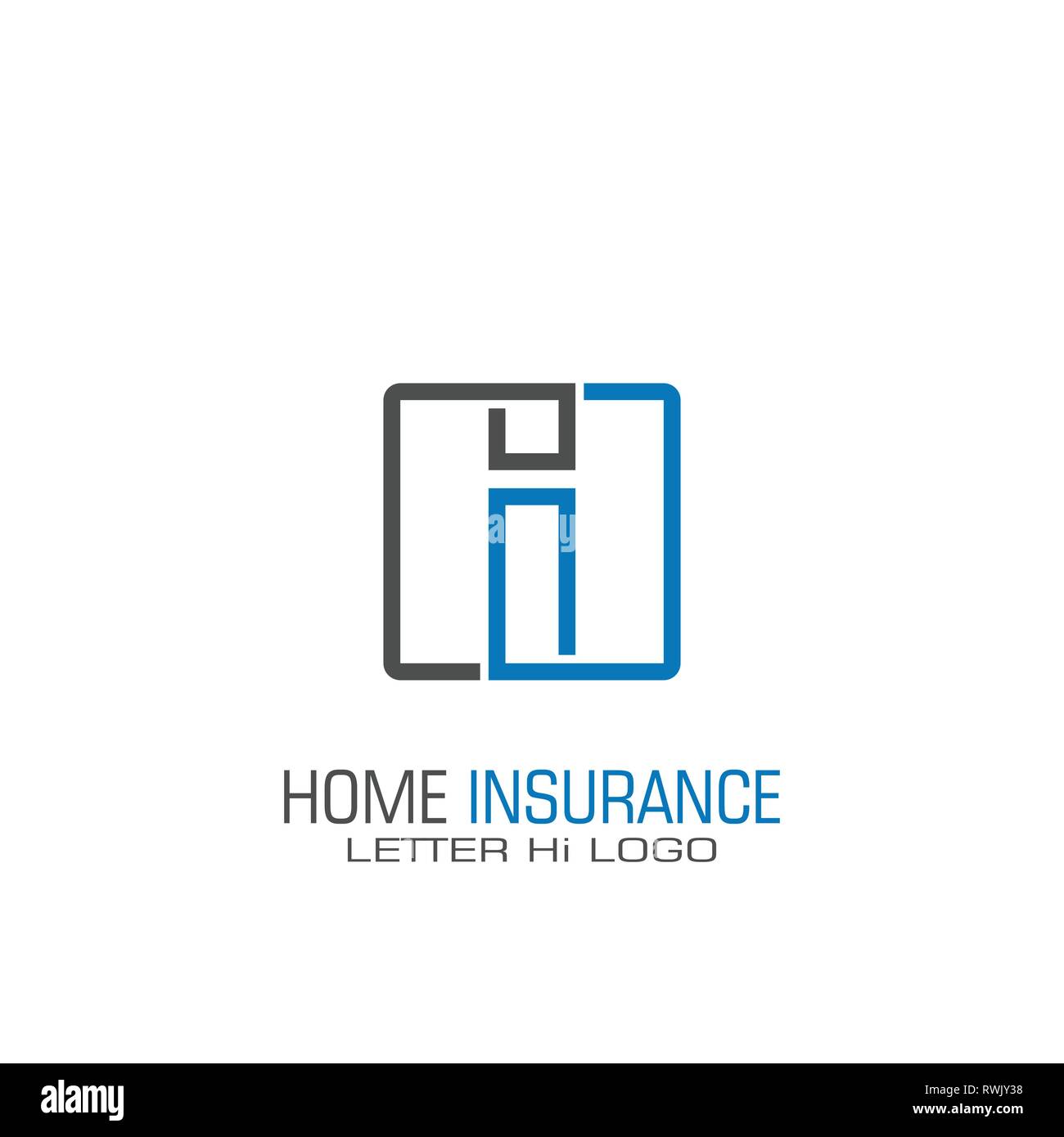 line square graphic, initial letter Hi graphic logo template Stock ...