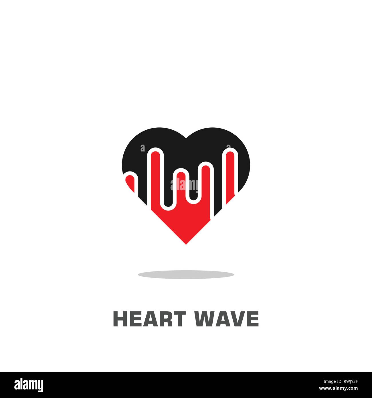 Heart wave graphic logo template, vector icons flat design Stock Vector ...