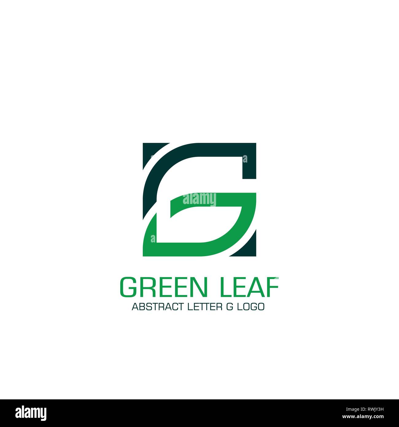Square letter G graphic logo template, green leaf logo design Stock ...