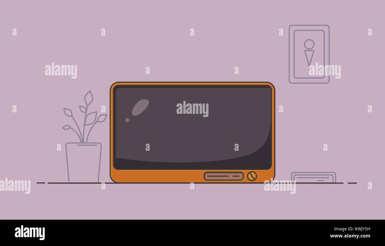 Flat illustration of TV in cartoon style. Line background illustration ...