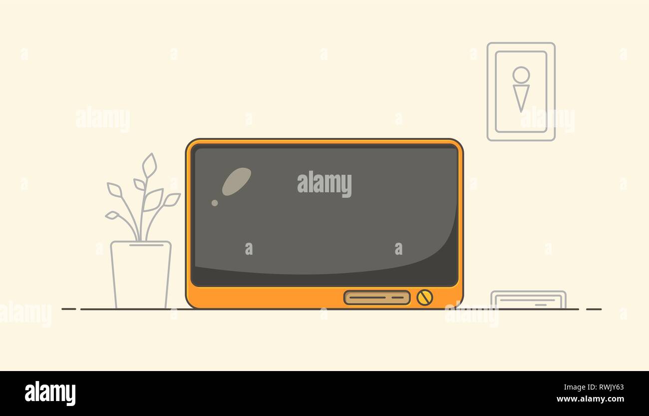Flat illustration of TV in cartoon style. Line background illustration ...