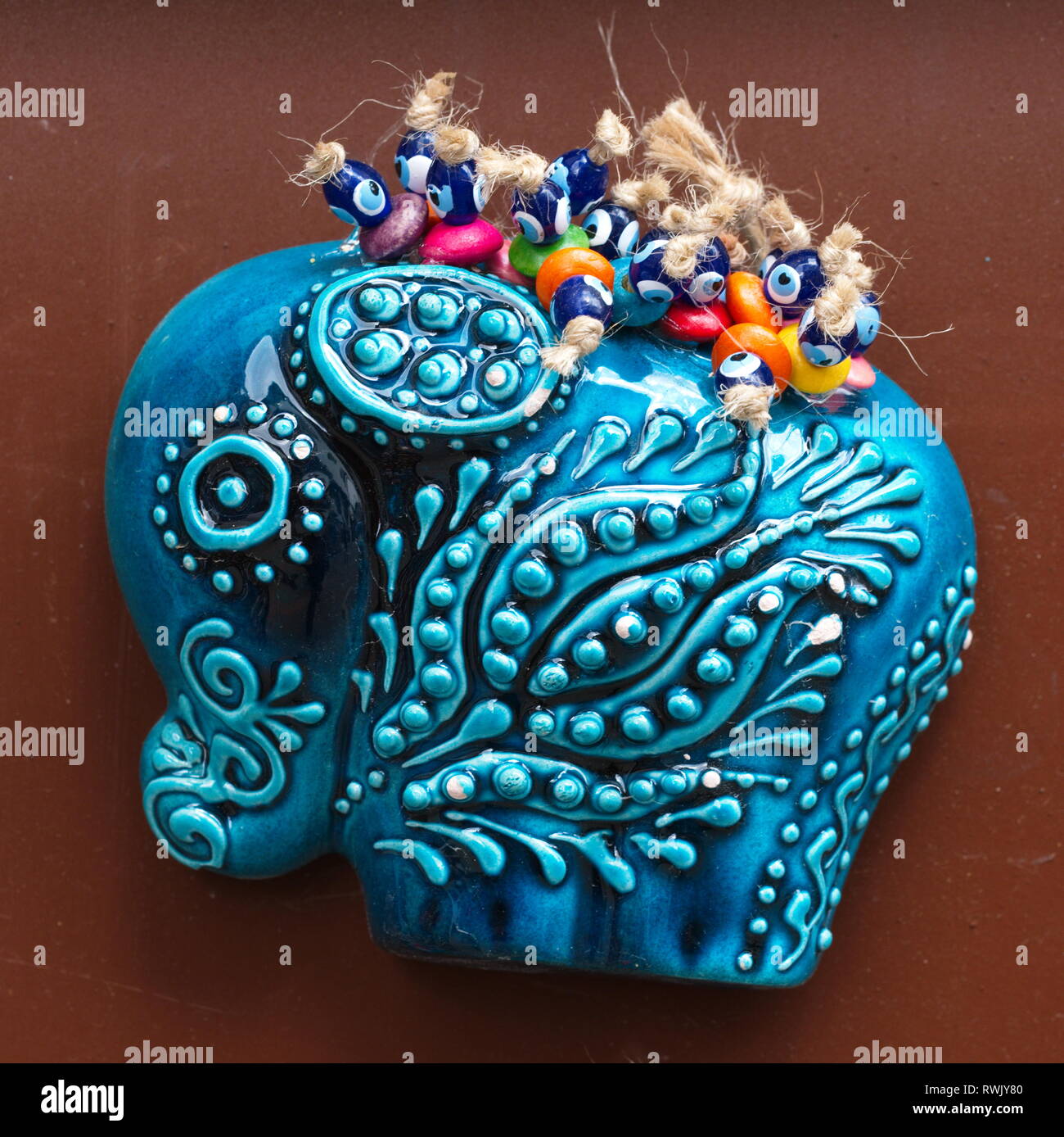 evil eye beaded, elephant figurine, sculpture Stock Photo - Alamy