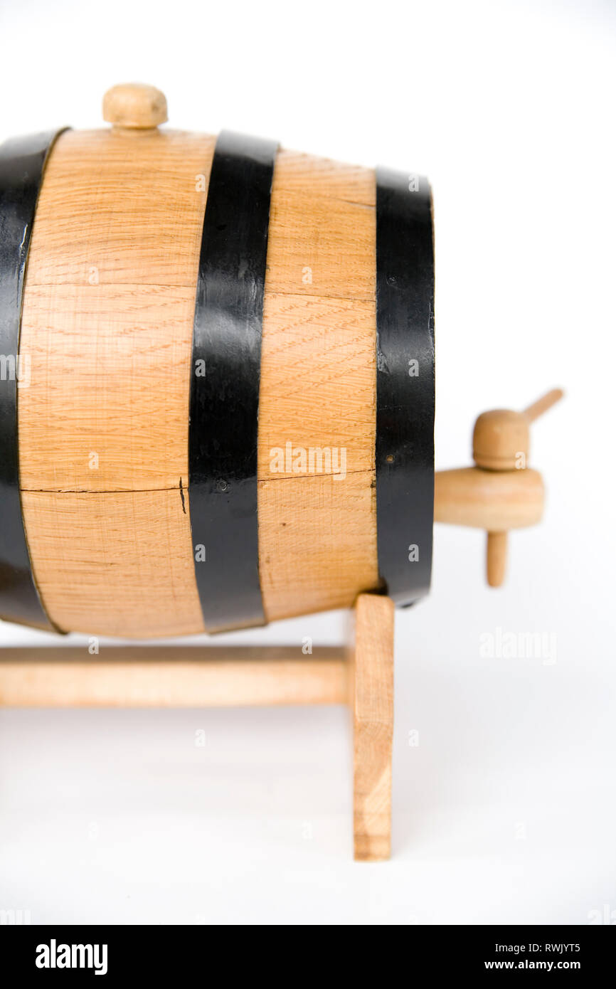 a small barrel with beer inside - isolated Stock Photo - Alamy