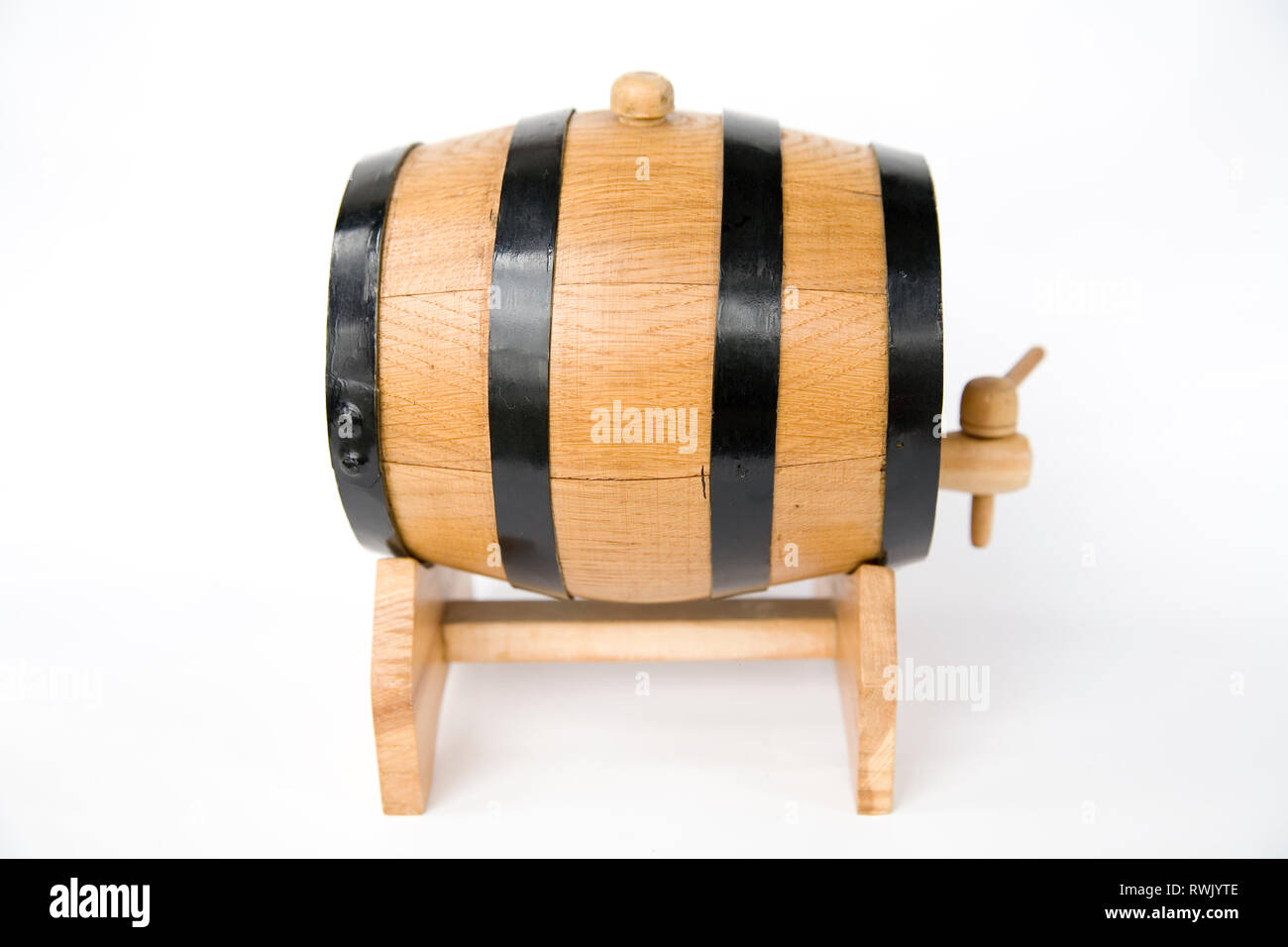 a small barrel with beer inside - isolated Stock Photo - Alamy