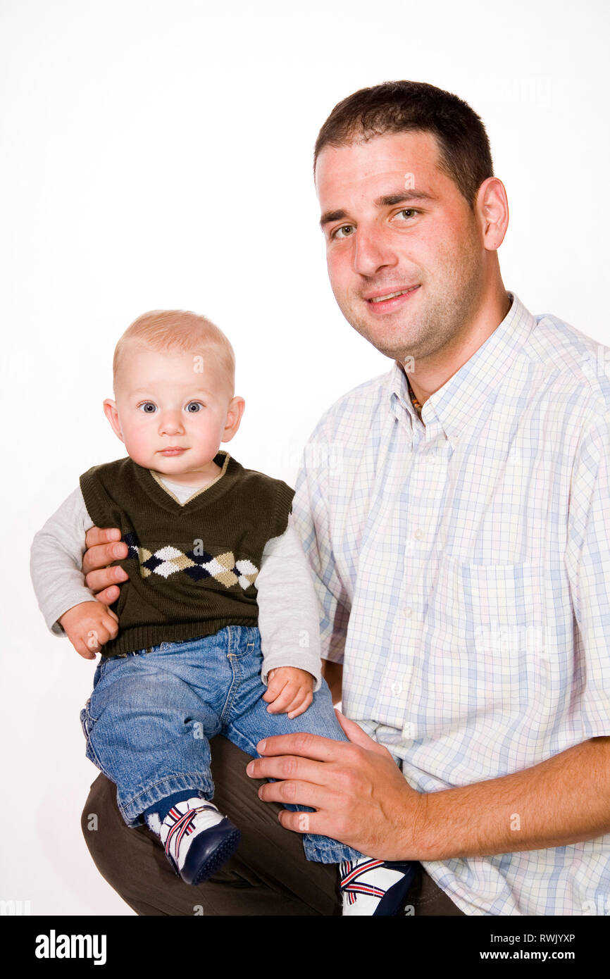 father and little son over white background Stock Photo - Alamy