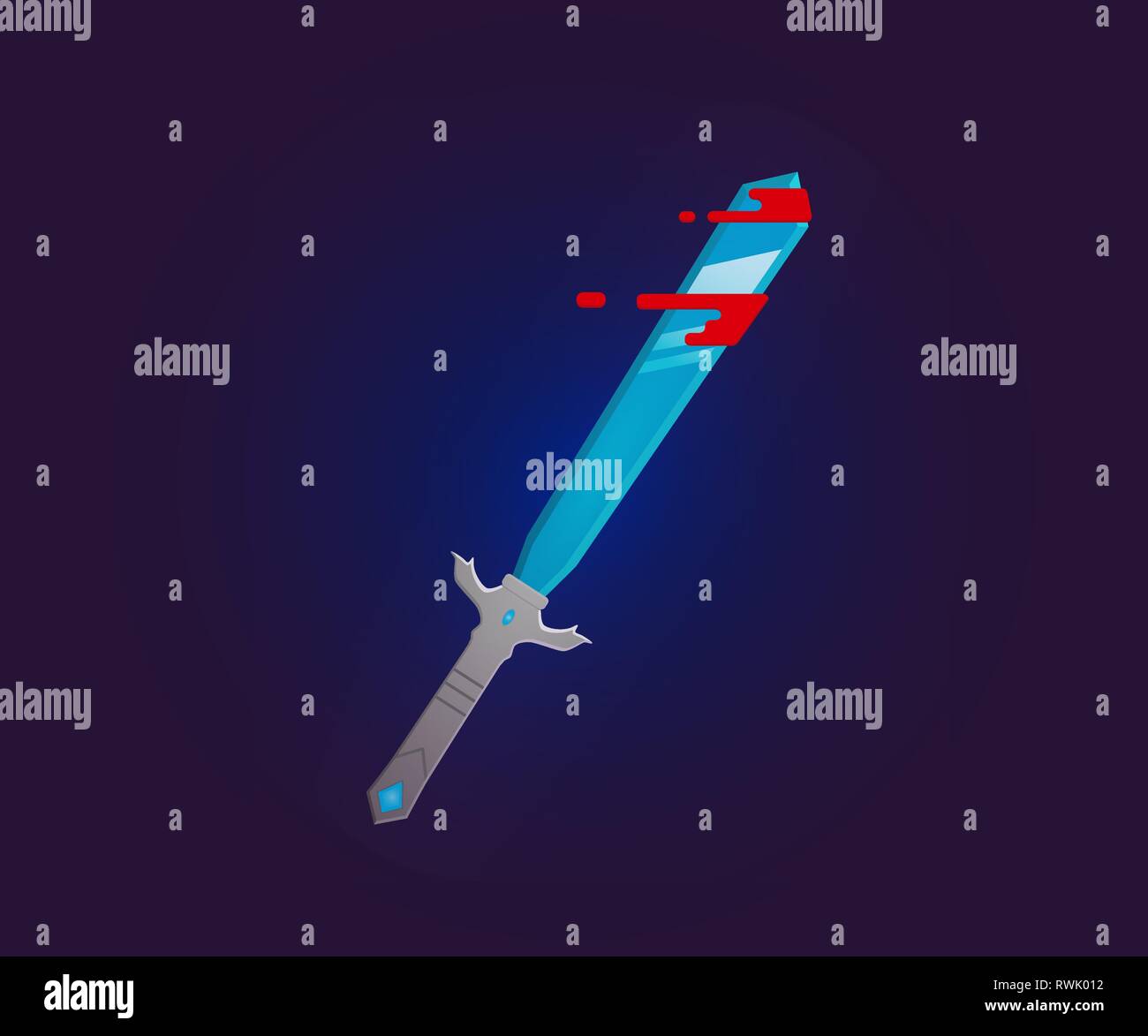 Vector sword illustration with outlines. Cartoon Colored image of ...