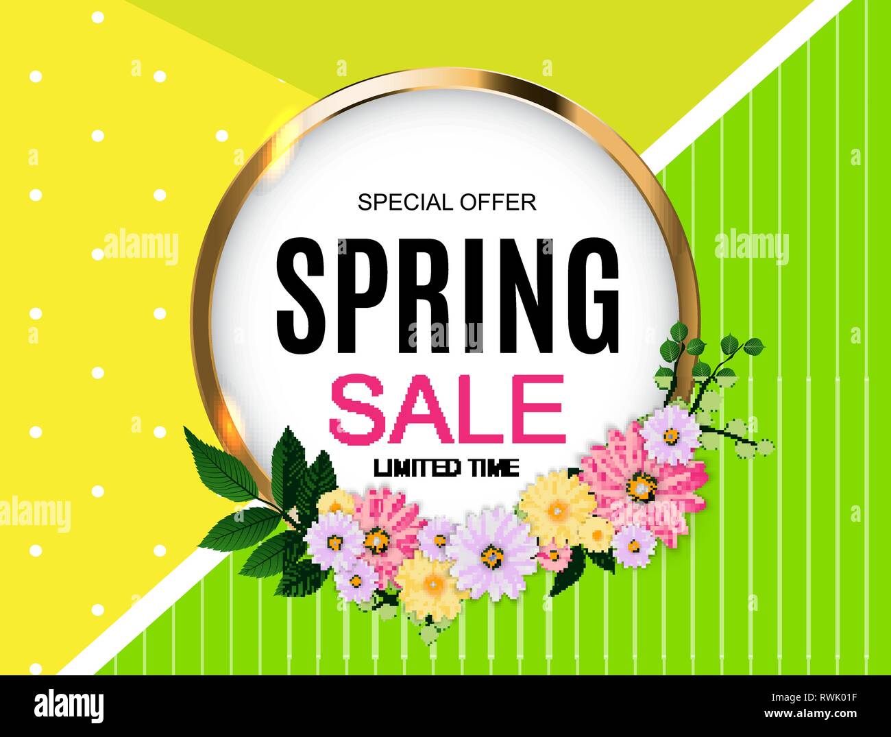Spring Sale Cute Background with Flowers. Vector Illustration EPS10 ...