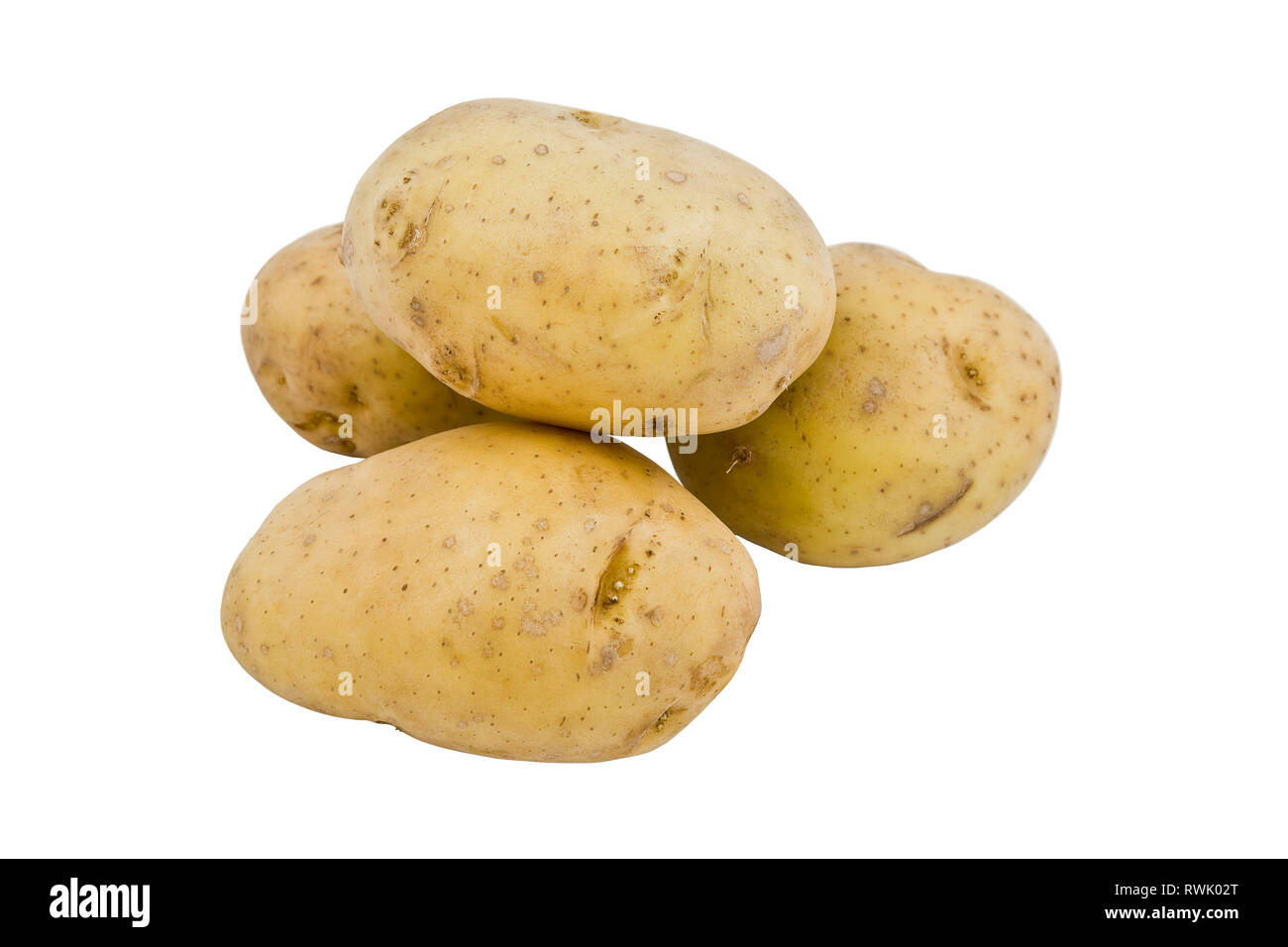 four young potatoes isolated on perfectly white background Stock Photo ...
