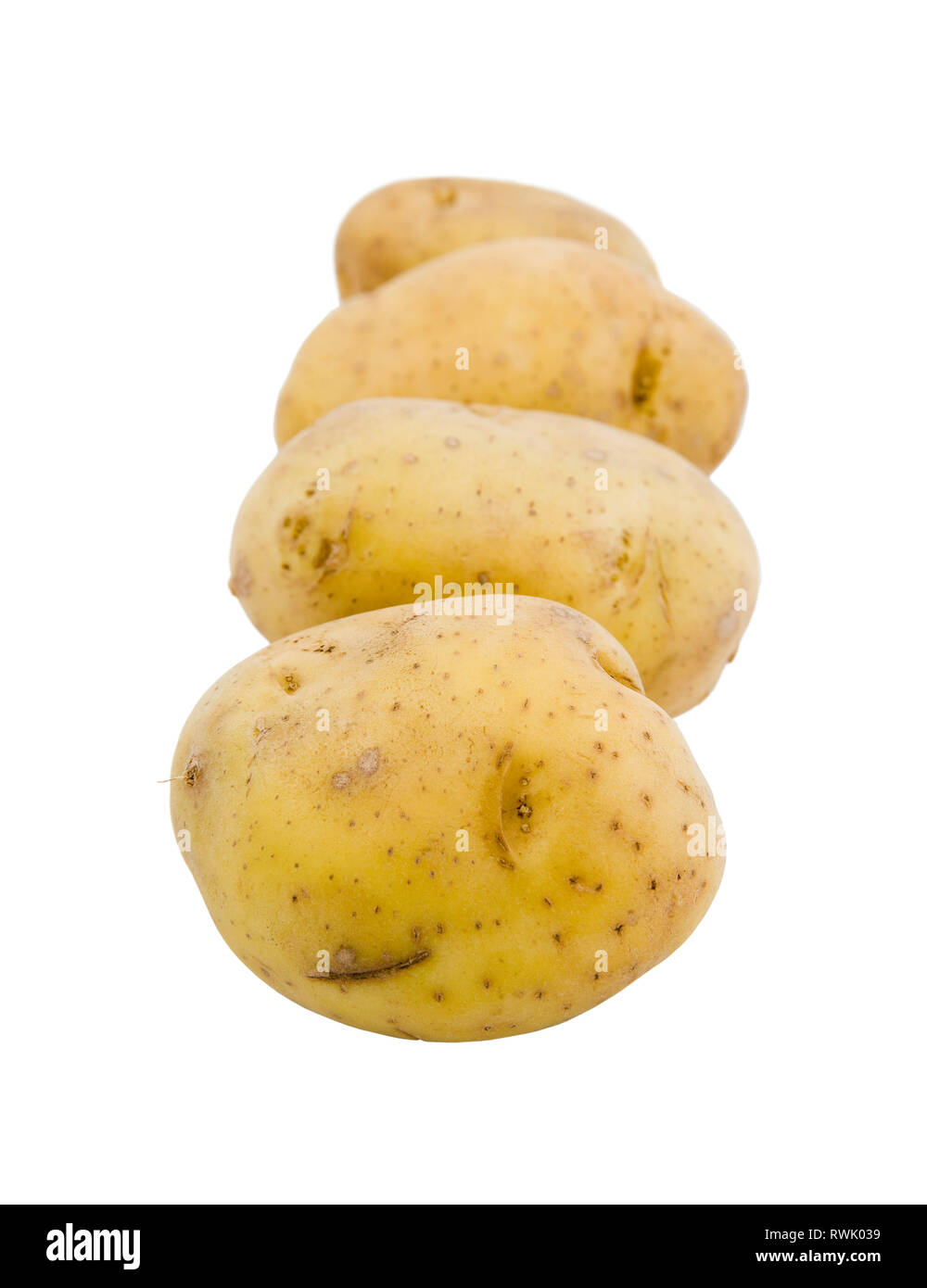 four young potatoes isolated on perfectly white background Stock Photo ...