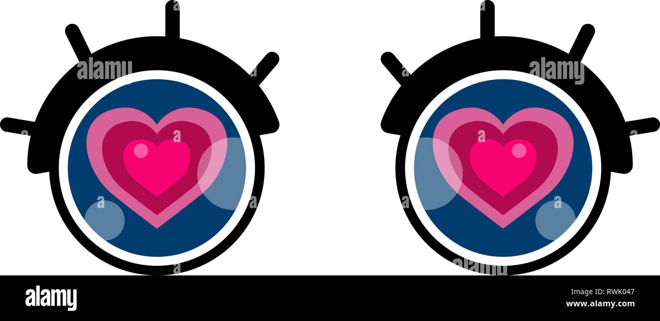 Cartoon eyes with hearts. Love illustration for Valentines Day with ...